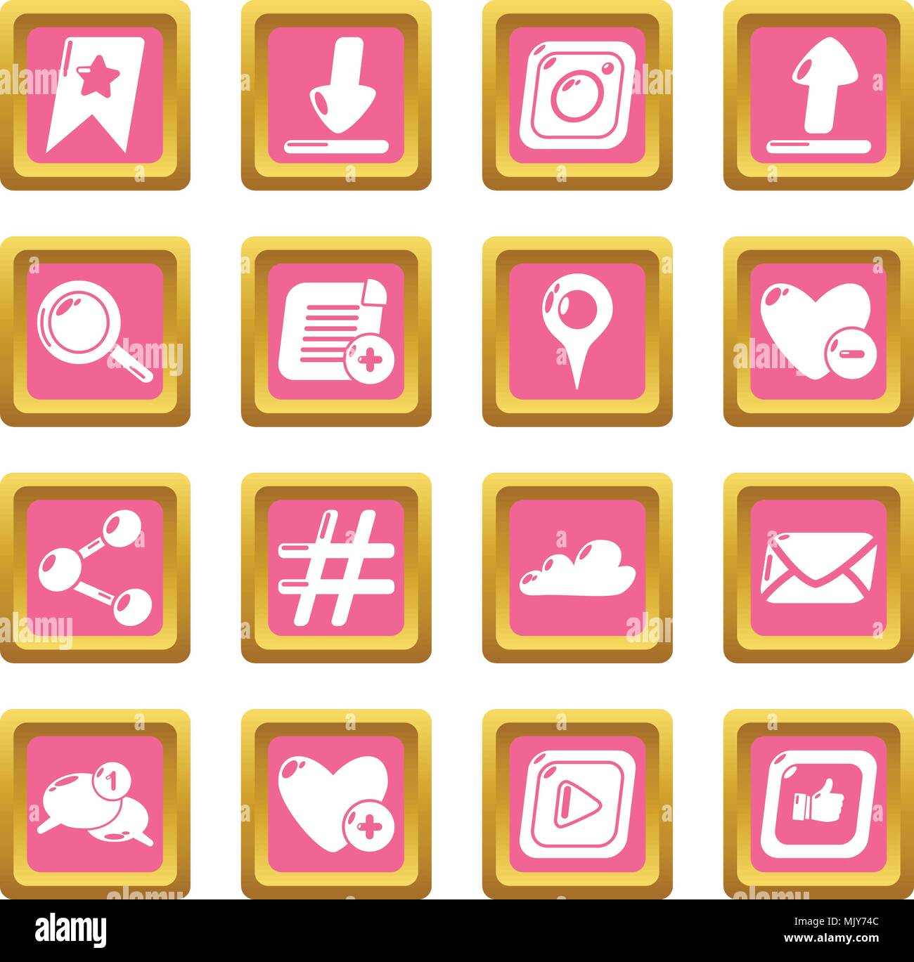 Social network icons set pink square vector Stock Vector Image & Art ...