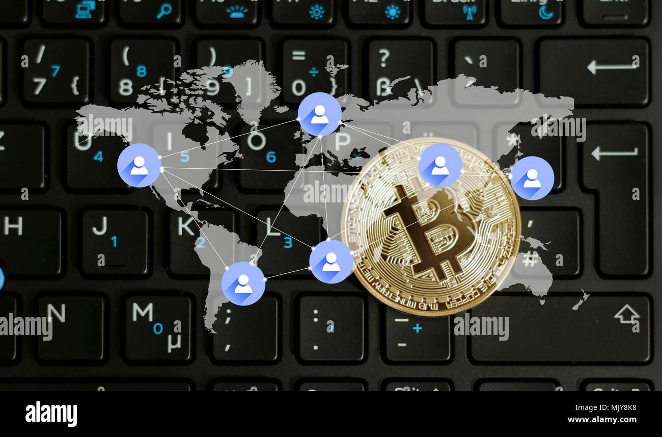 Blockchain, global network, and Bitcoin Stock Photo - Alamy