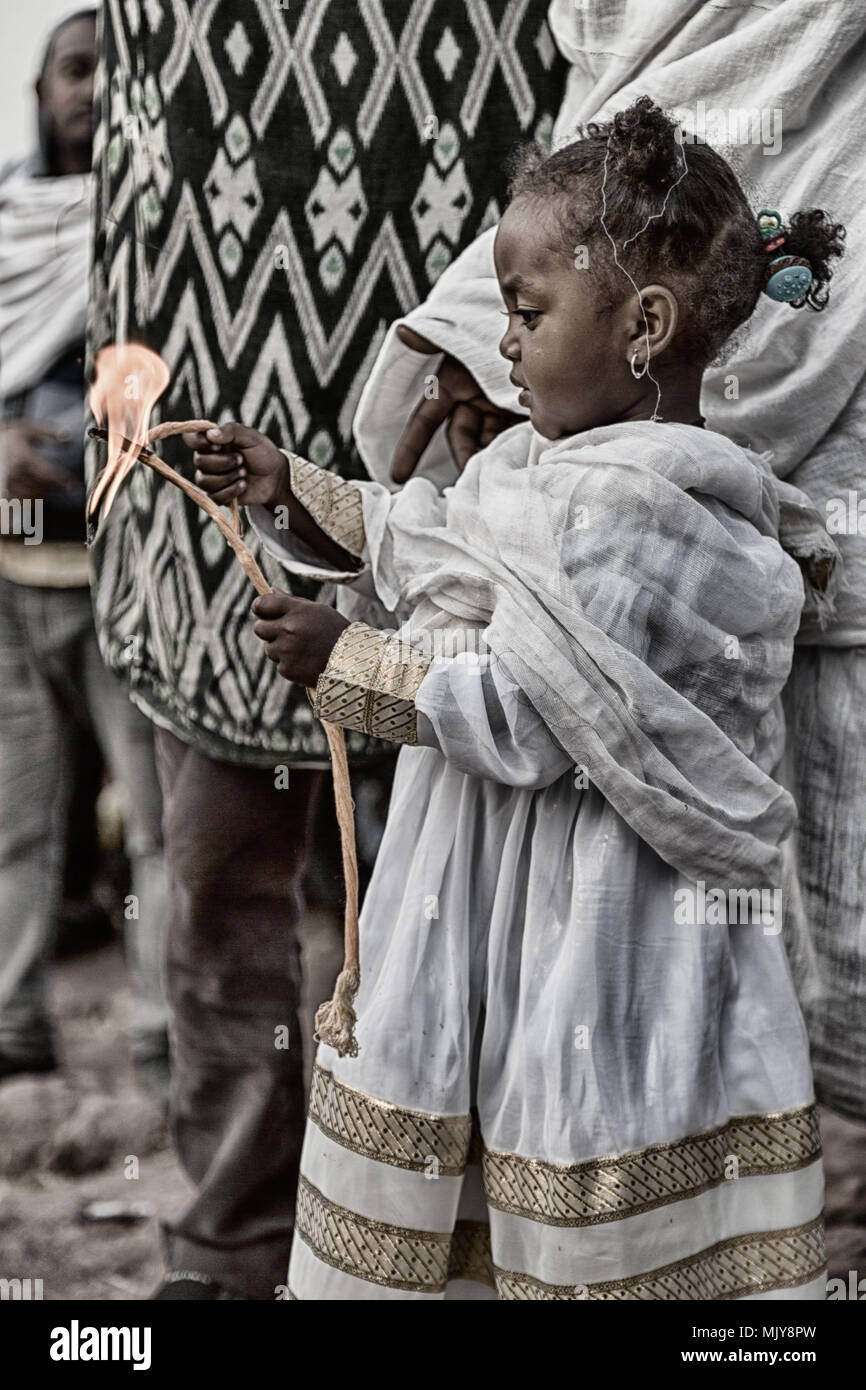 ETHIOPIA,LALIBELA-CIRCA JANUARY 2018--unidentified young girl in the ...