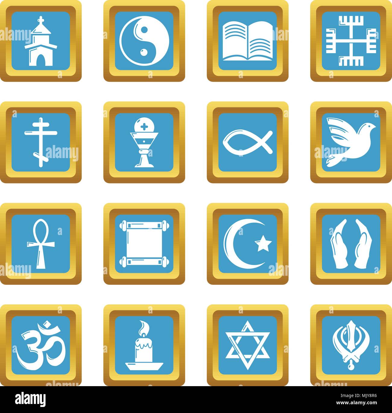 Religion icons set sapphirine square vector Stock Vector Image & Art ...
