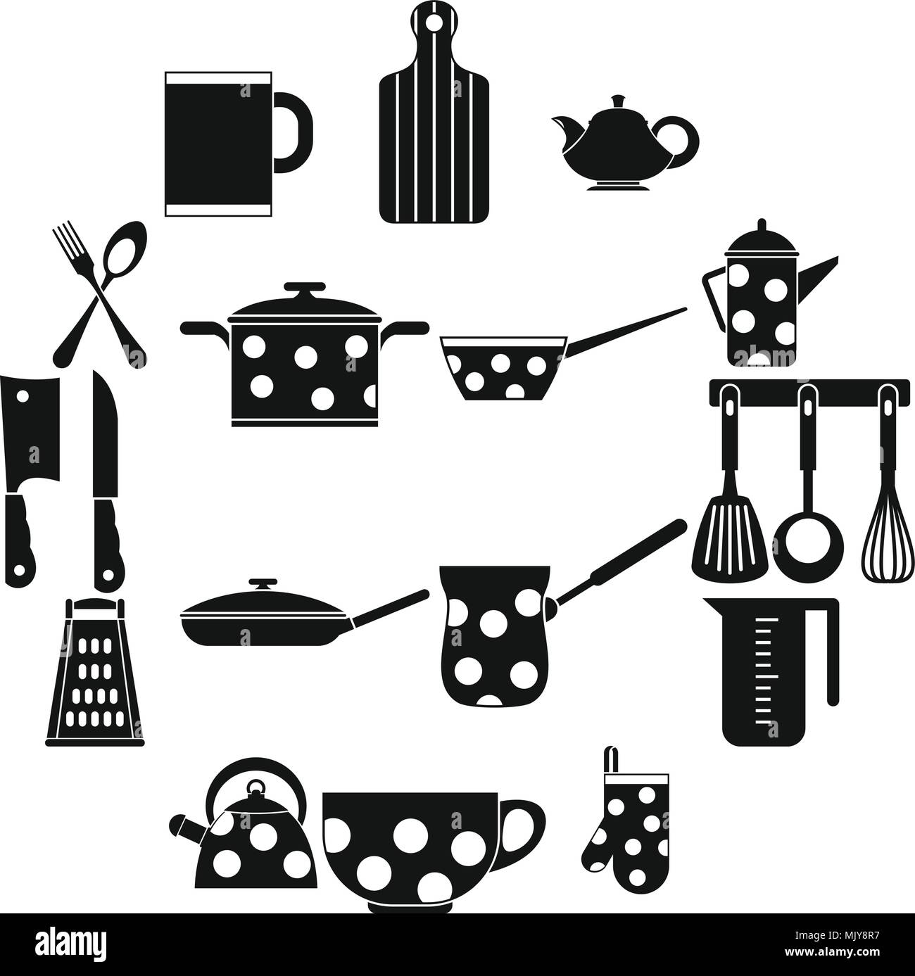 Kitchen tools and utensils icons, simple style Stock Vector Image & Art ...