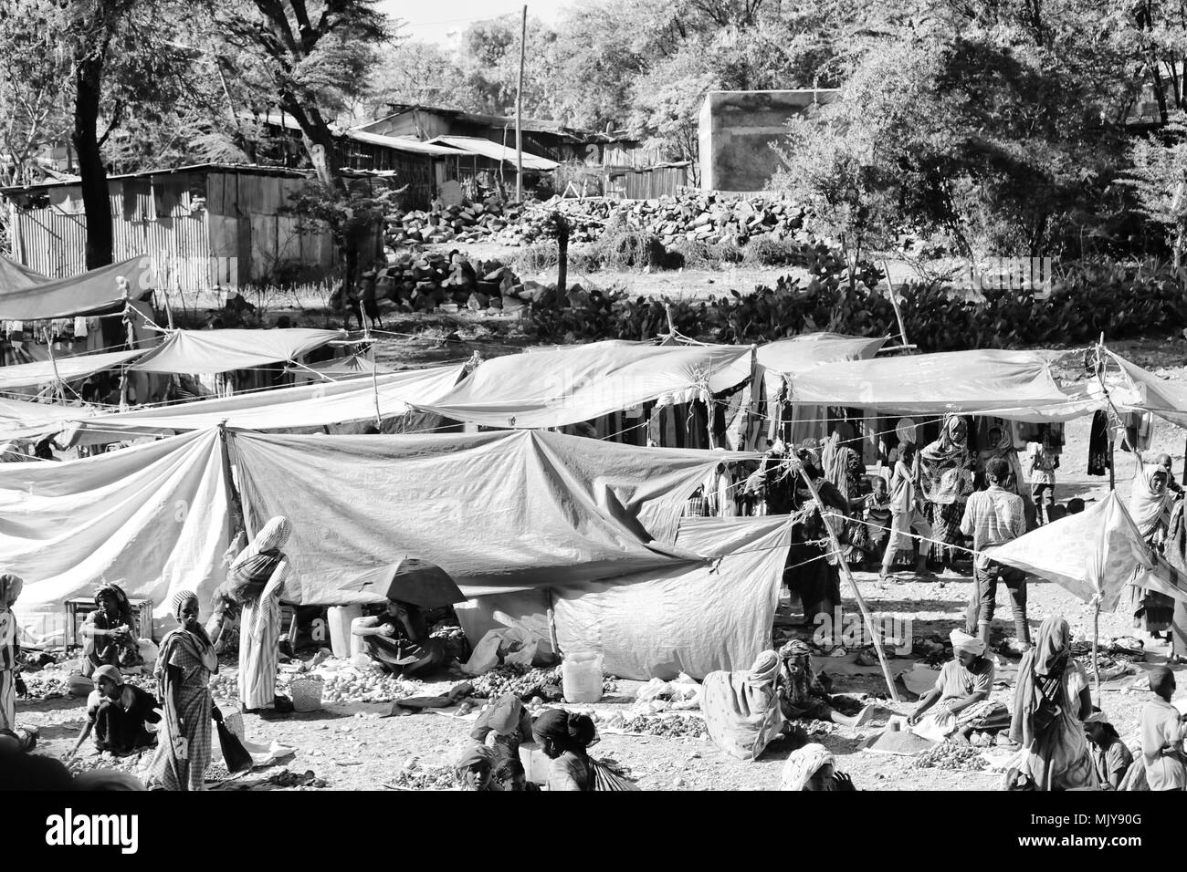 Outdoor antique market in Black and White Stock Photos & Images - Alamy