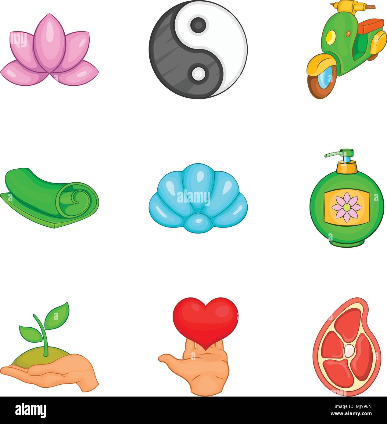 Yoga activity icons set, cartoon style Stock Vector Image & Art - Alamy