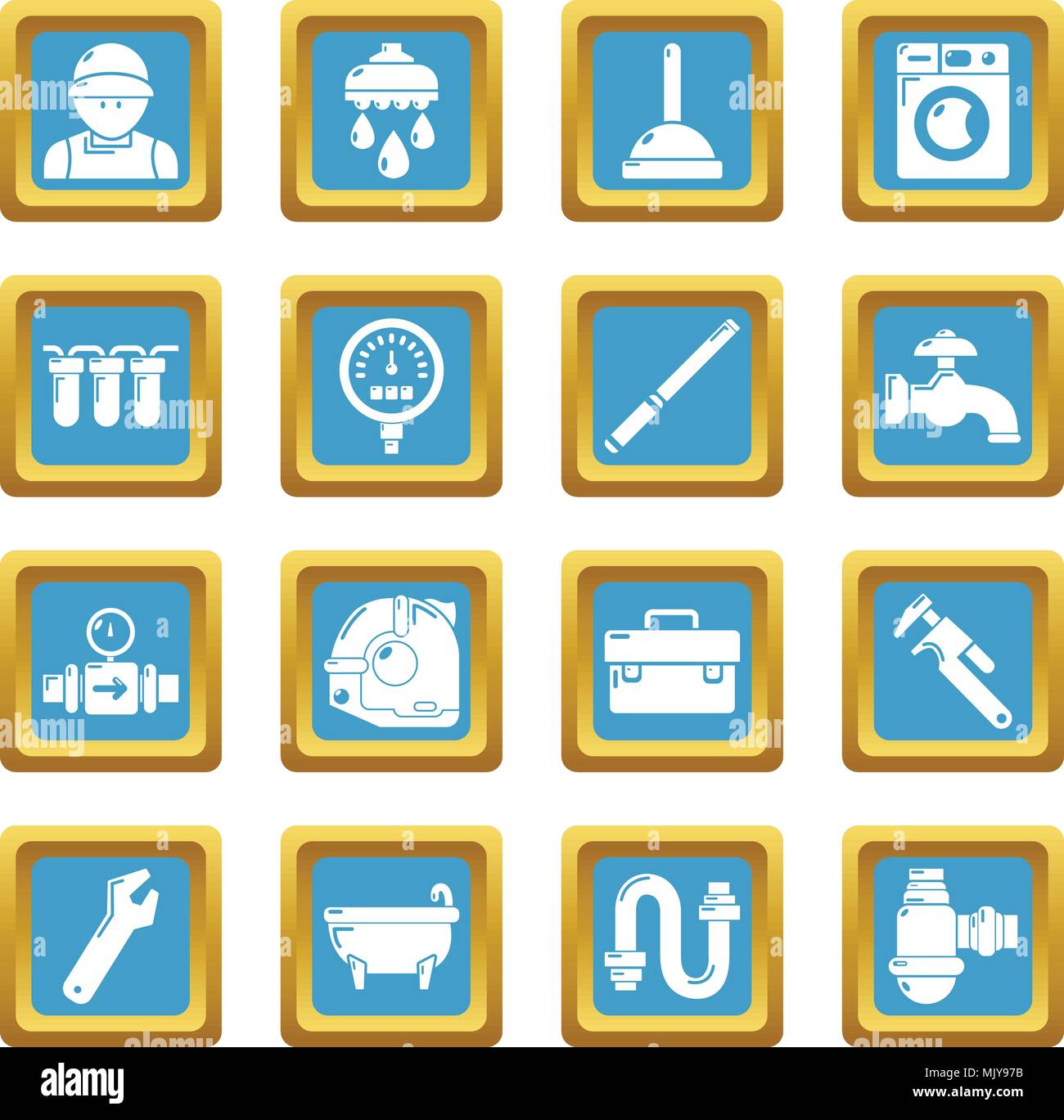 Plumber symbols icons set sapphirine square vector Stock Vector Image ...