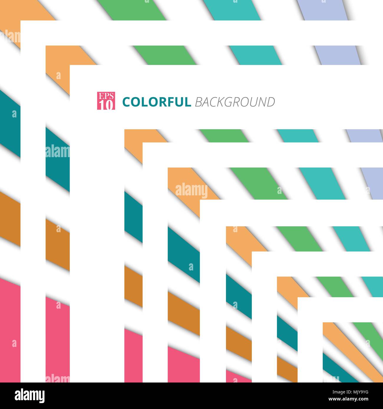 Abstract of colorful straight lines pattern with black shadow ...