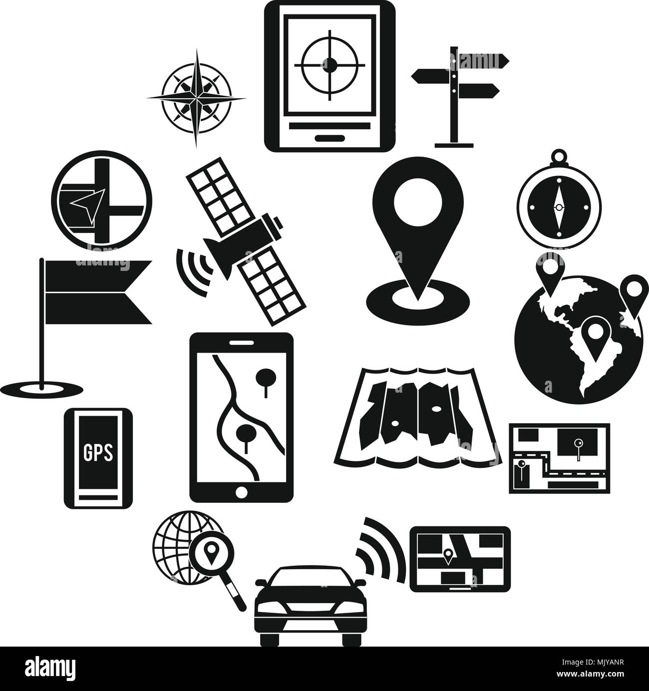 Navigation icons set, simple ctyle Stock Vector Image & Art - Alamy