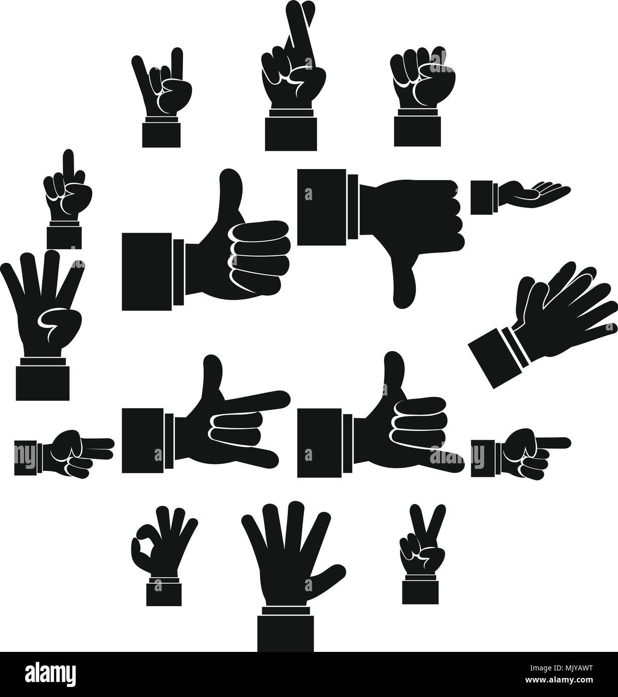 Hand gesture icons set, simple ctyle Stock Vector Image & Art - Alamy
