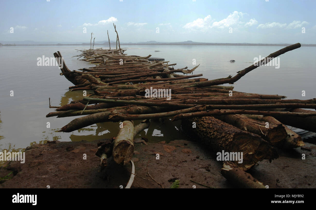 Homemade wooden bridge in Tana lake, Ethiopia Stock Photo - Alamy