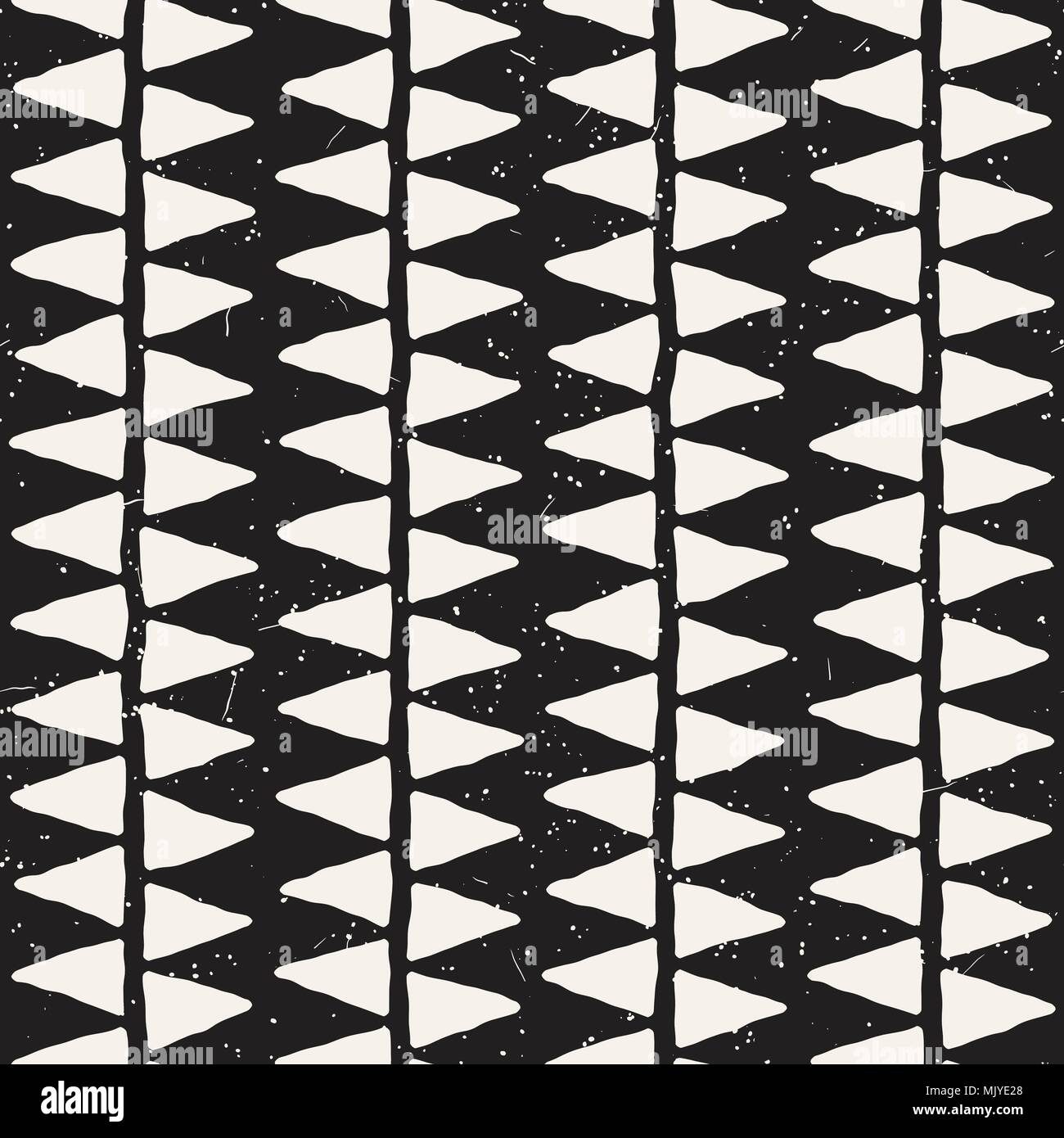 Hand drawn style abstract seamless pattern in black and white. Retro ...