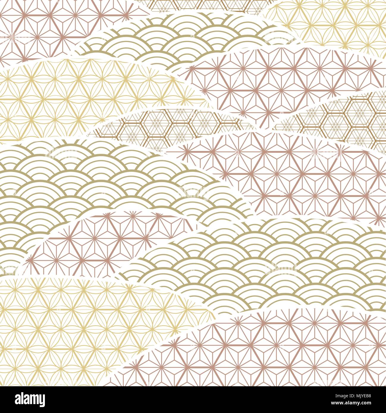 Japanese pattern vector. Colorful collage background Stock Vector Image ...