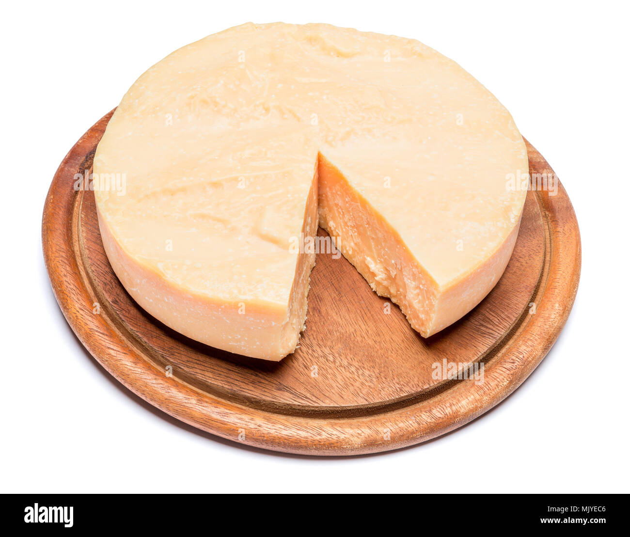 Whole round Head and pieces of parmesan or parmigiano Stock Photo - Alamy