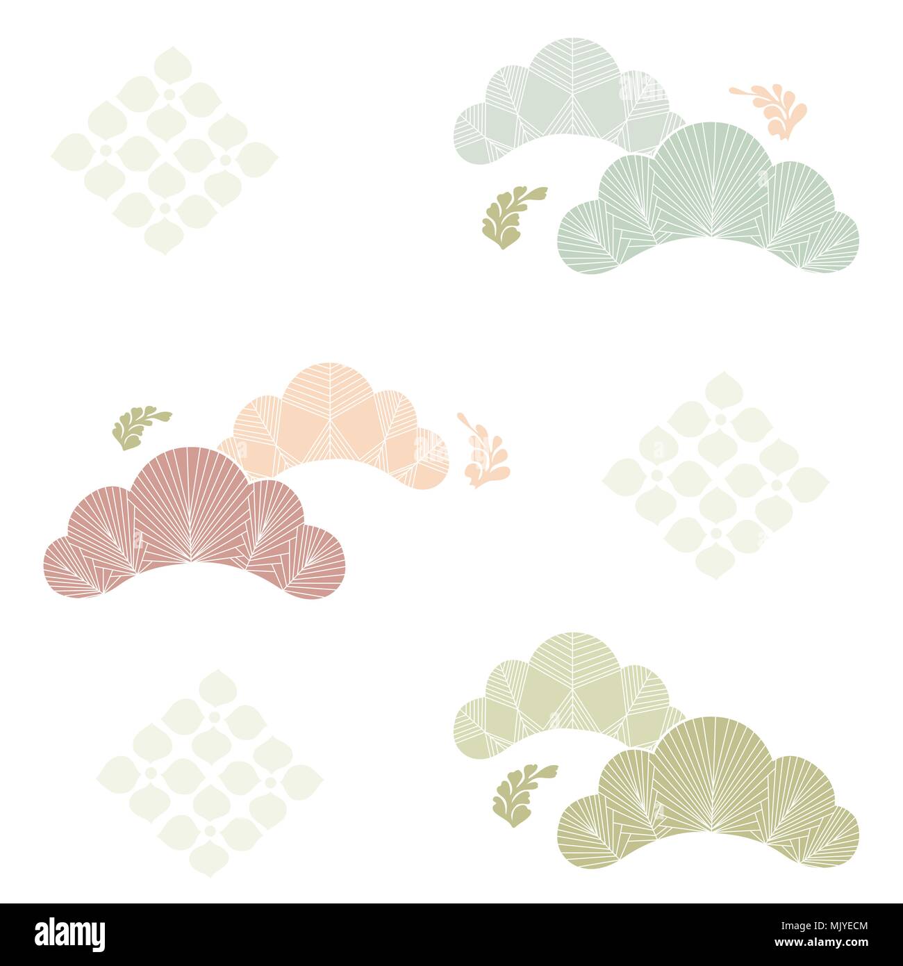 Japanese pattern vector. Nature background.Tree and flower elements ...