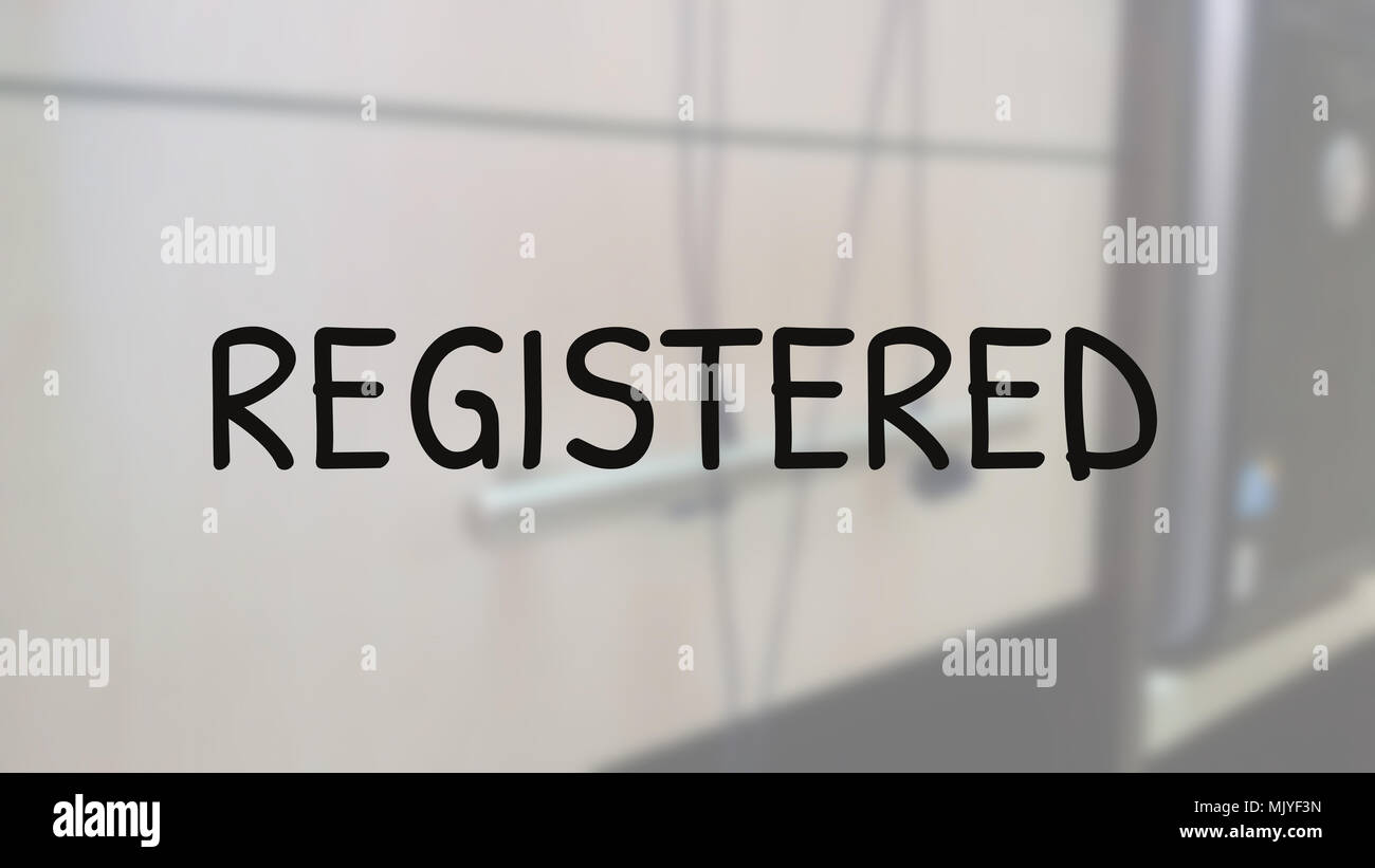 Registered word with blurring business background Stock Photo - Alamy
