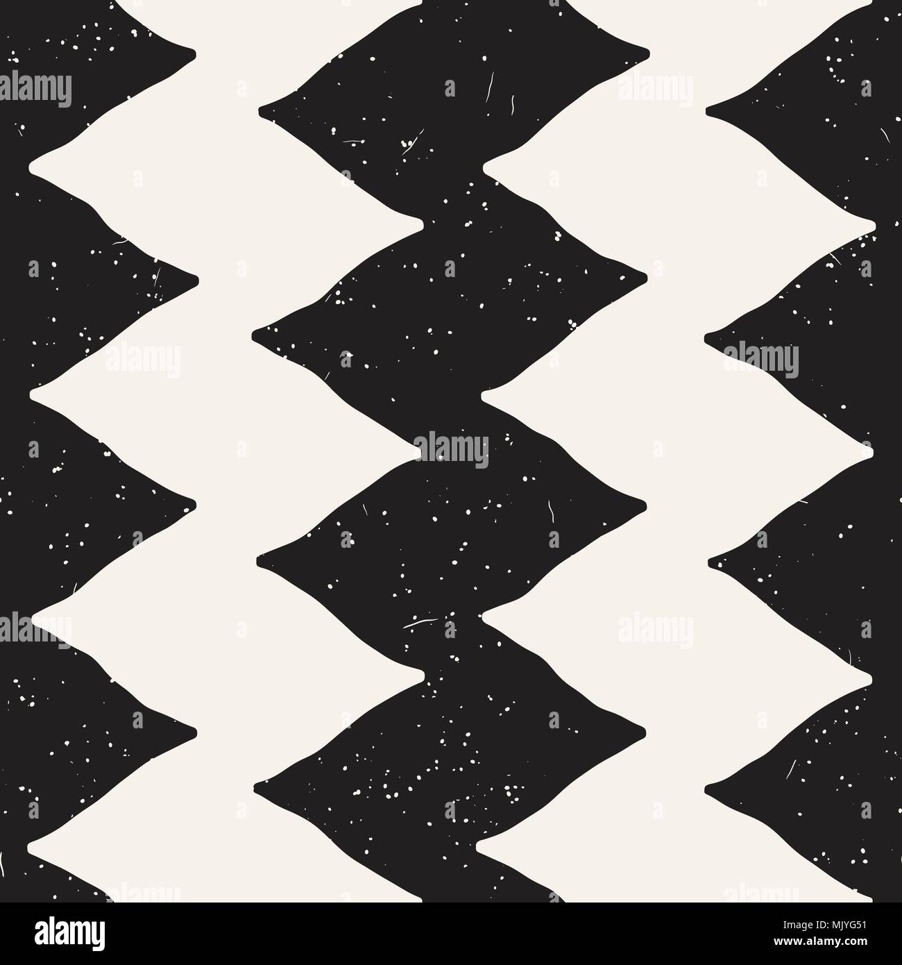 Hand drawn style abstract seamless pattern in black and white. Retro ...
