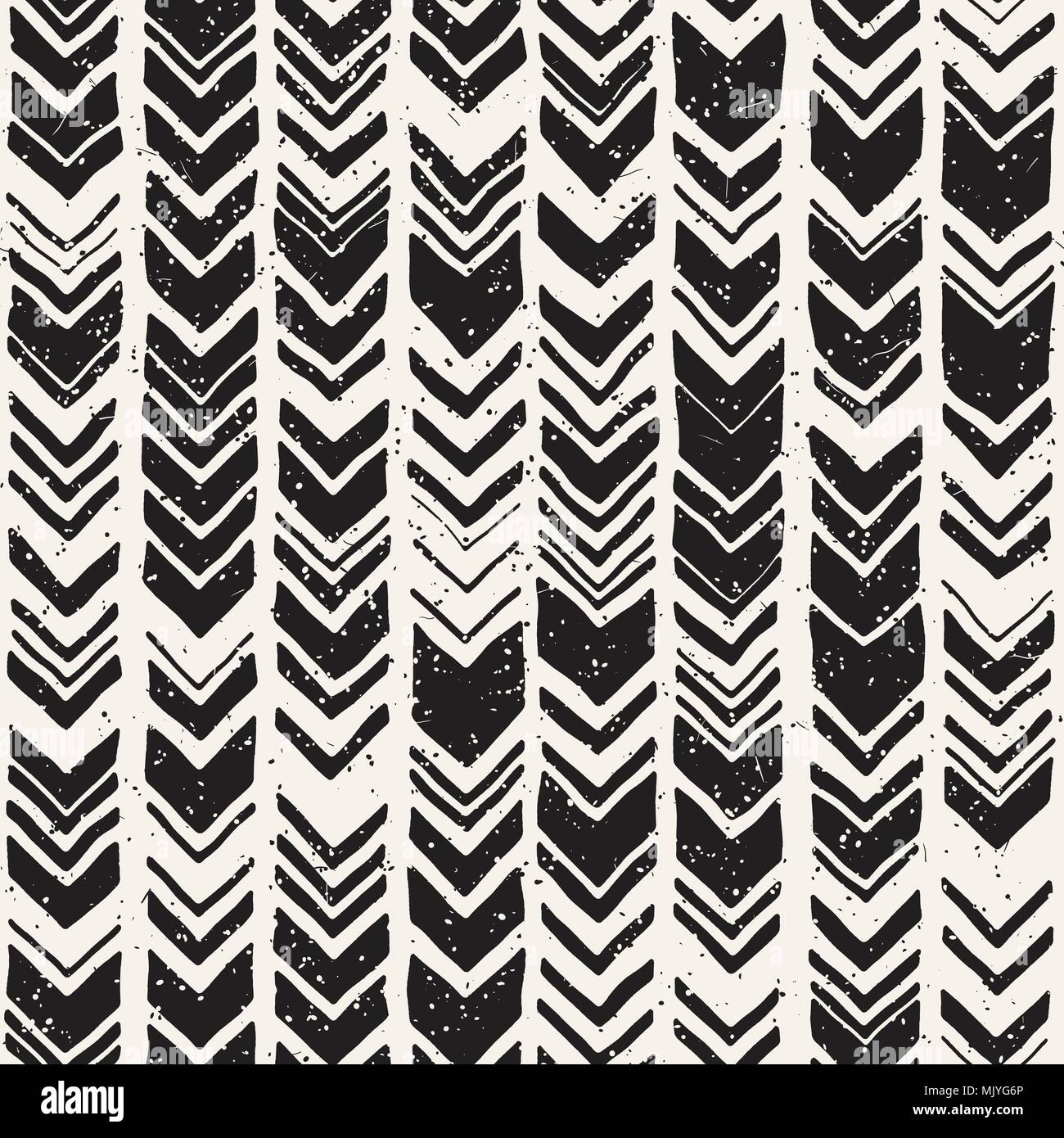 Seamless hand drawn style chevron pattern in black and white. Abstract ...