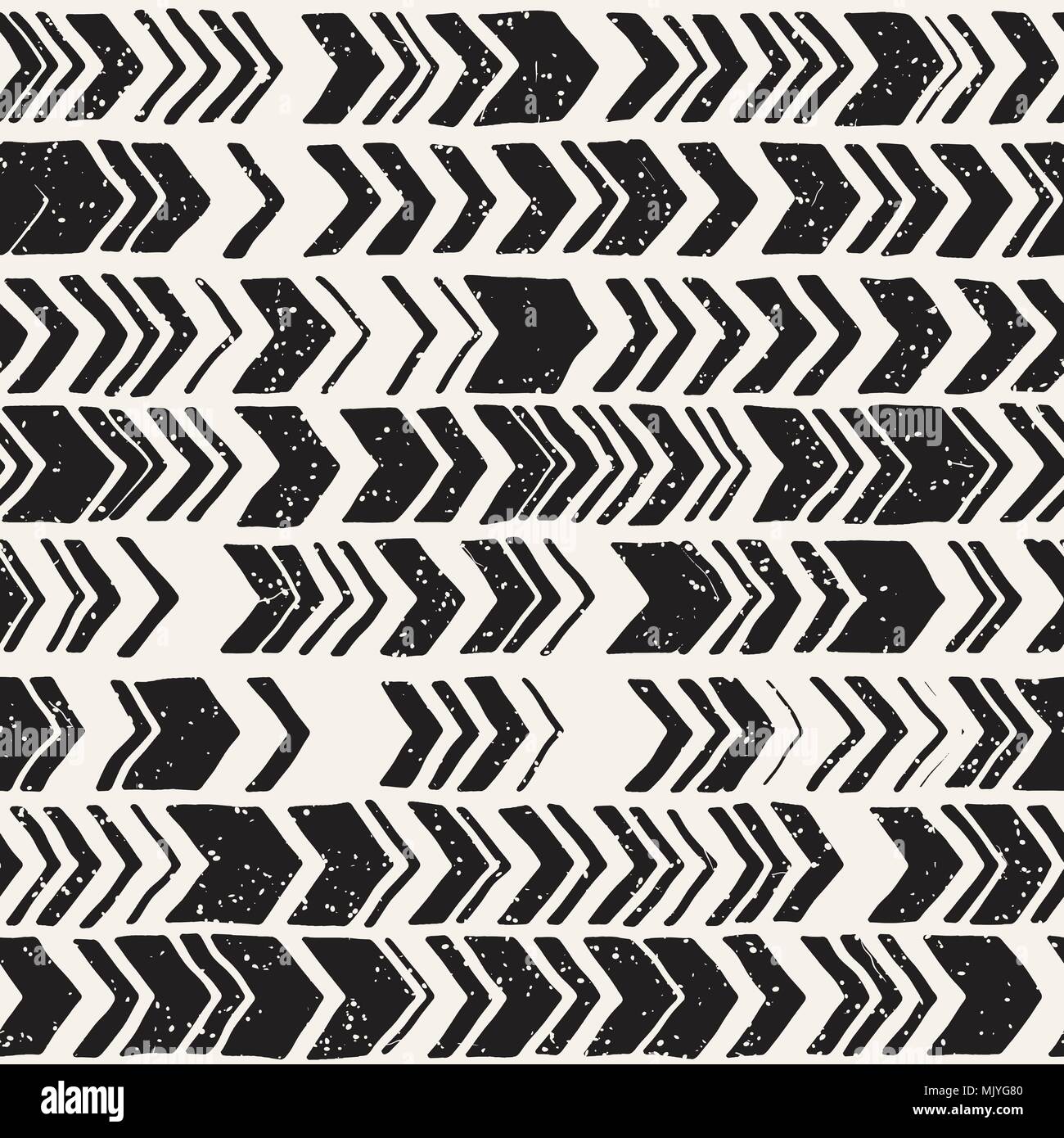 Seamless hand drawn style chevron pattern in black and white. Abstract ...