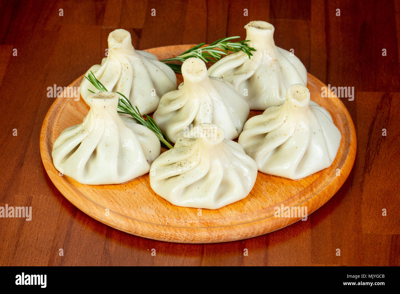 Georgian traditional Khinkali with meat Stock Photo - Alamy
