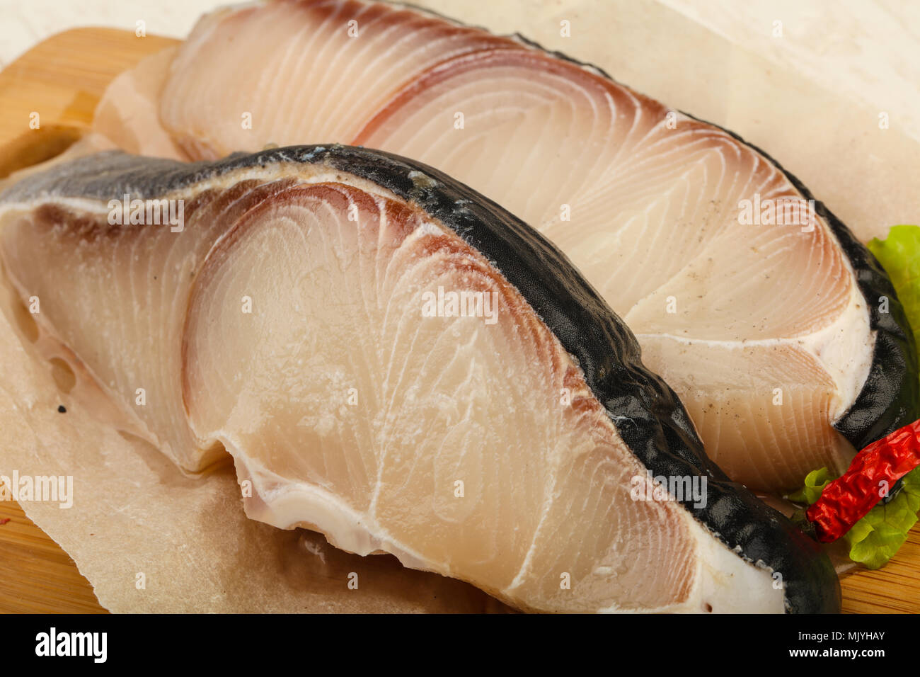 Raw juicy shark steak ready for grill Stock Photo - Alamy