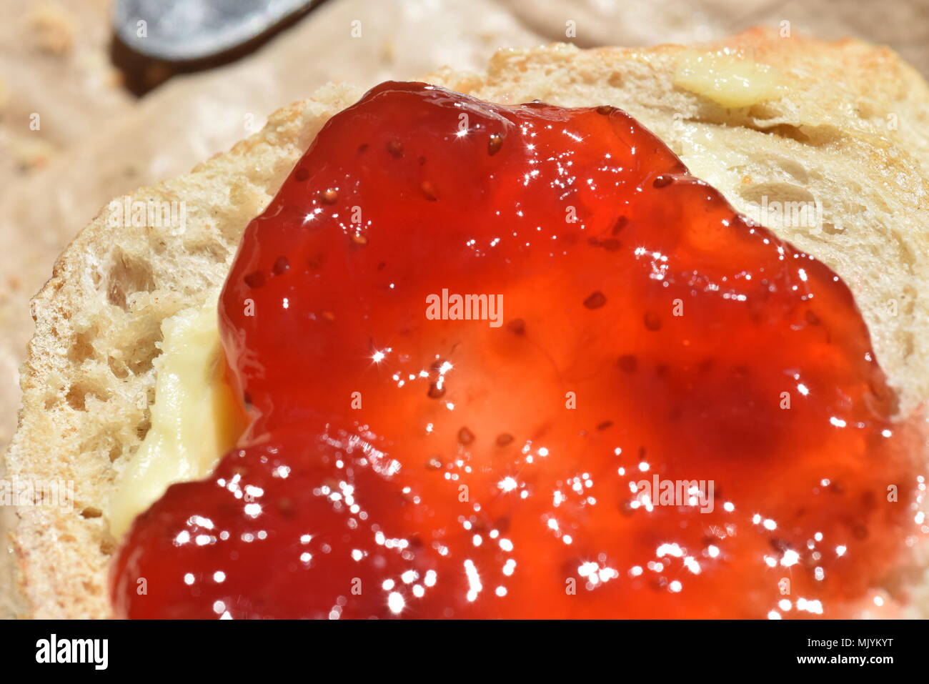 bread and strawberry jam Stock Photo - Alamy