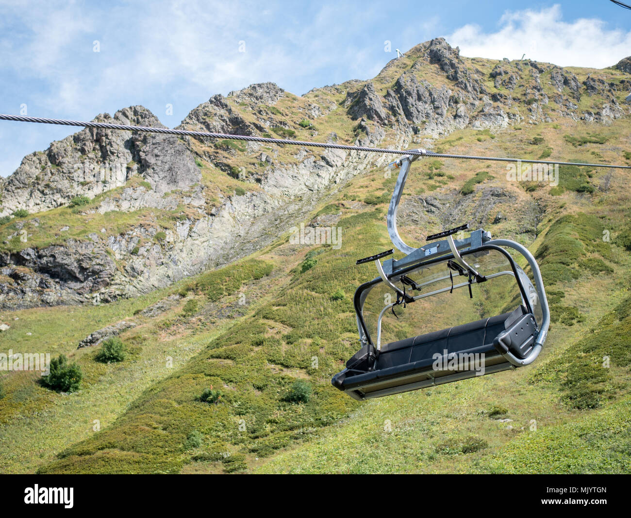 Image of funicular in mountain slope Stock Photo - Alamy