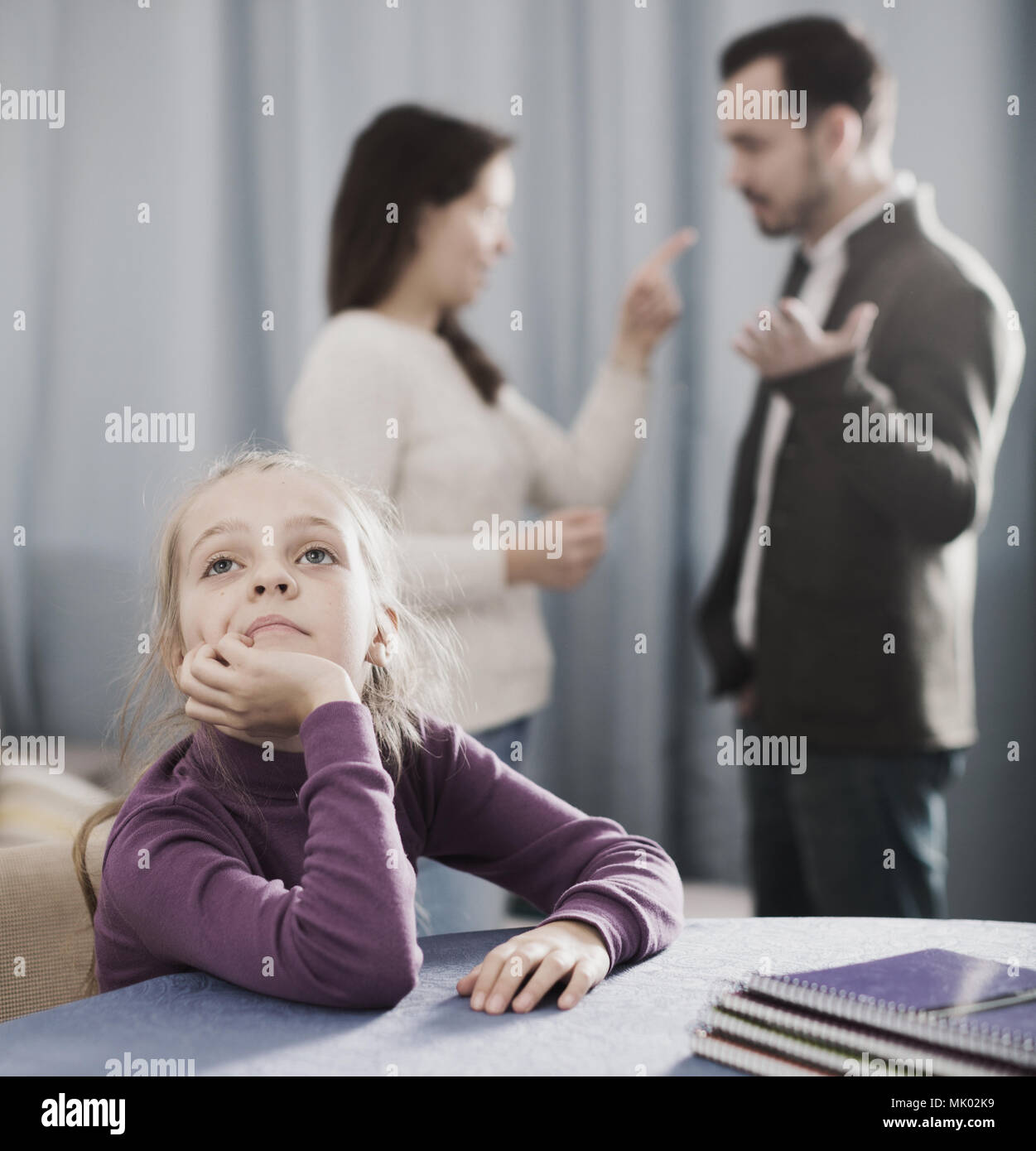 Parents Arguing With Teenager Listening High Resolution Stock ...