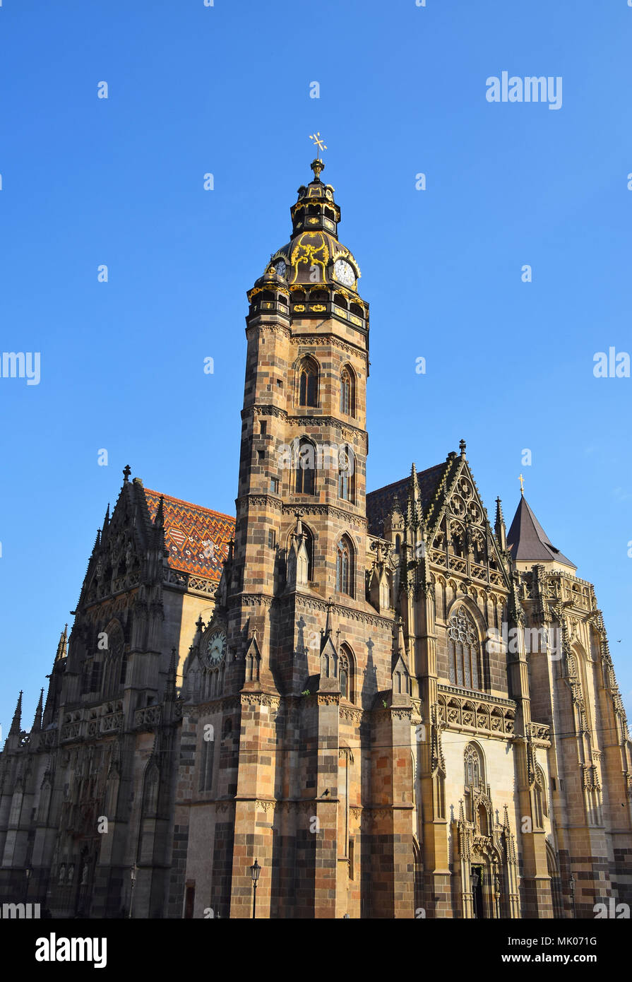 Low angle day view of gothic medieval Cathedral of Saint Elisabeth in ...