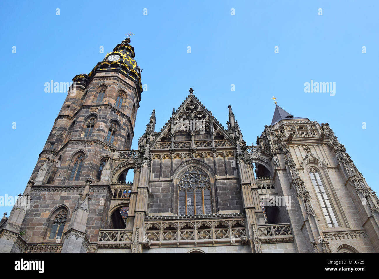 Low angle day view of gothic medieval Cathedral of Saint Elisabeth in ...