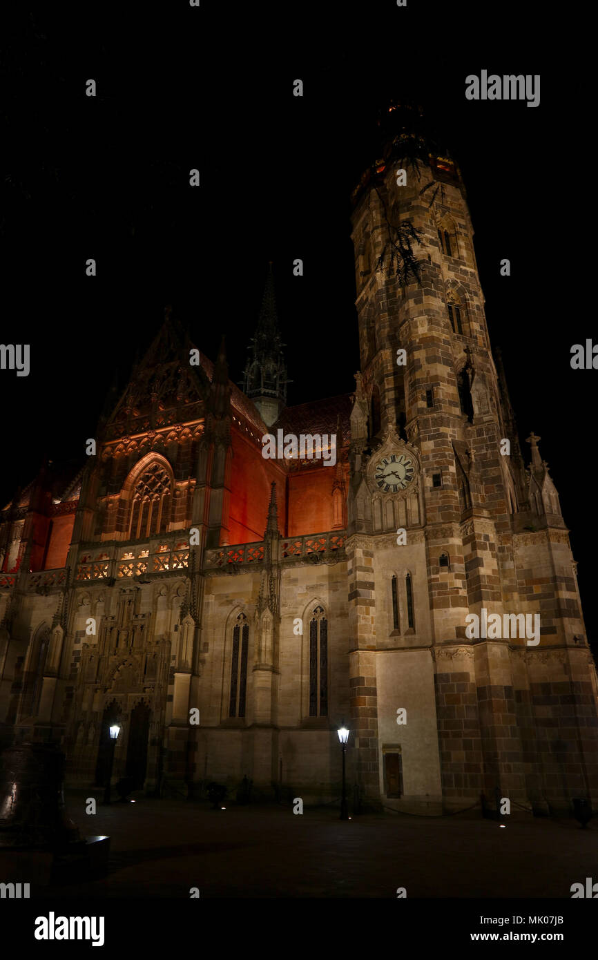 Low angle side view of gothic medieval Cathedral of Saint Elisabeth in ...
