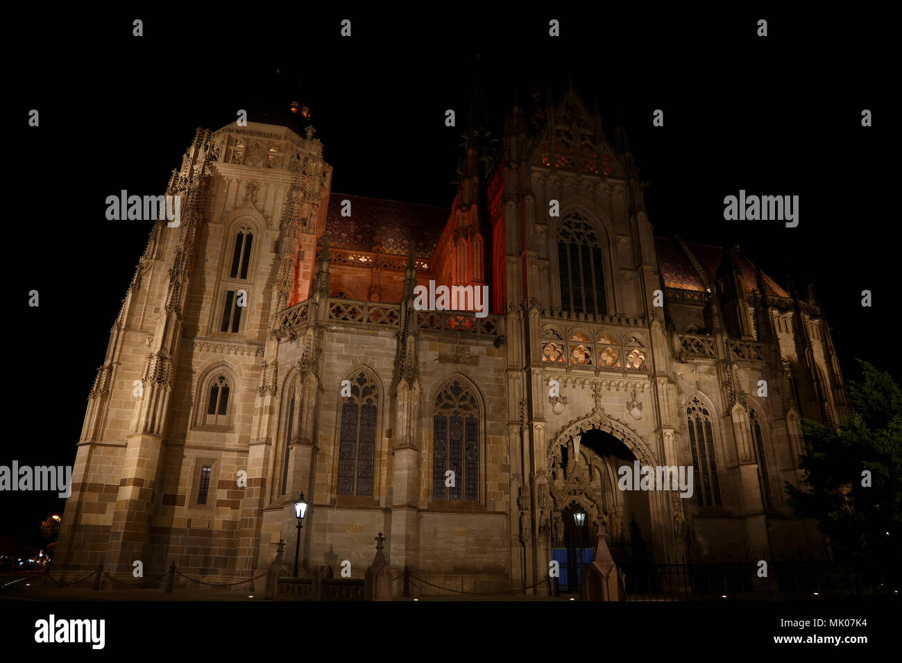 Low angle side view of gothic medieval Cathedral of Saint Elisabeth in ...