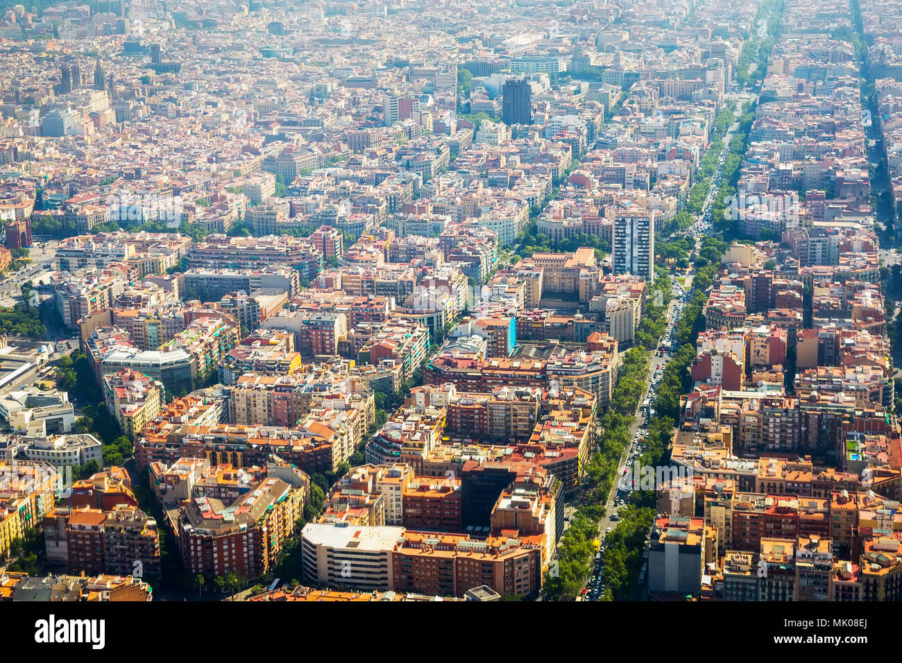 Aerial view at residential quarters of Barcelona in sunny day Stock ...