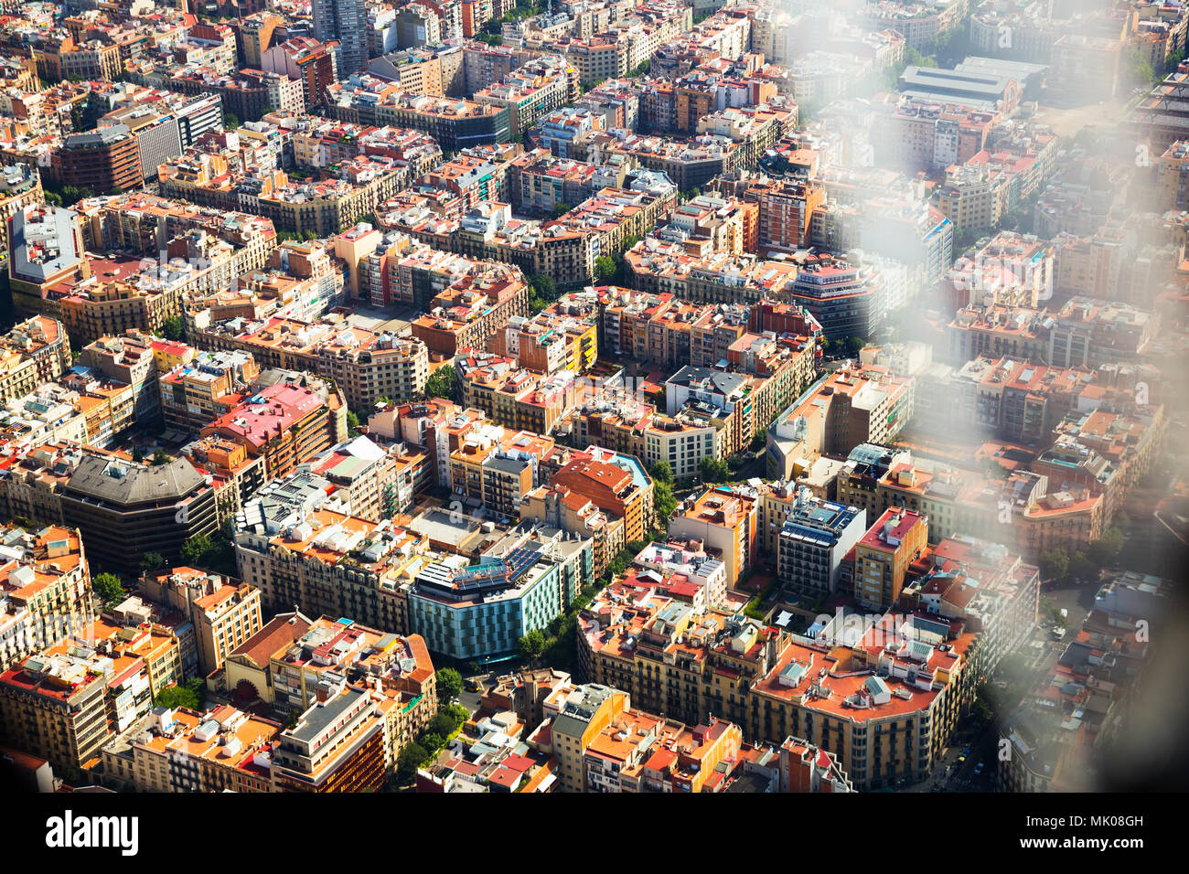 Aerial view at residential quarters of Barcelona in sunny day Stock ...