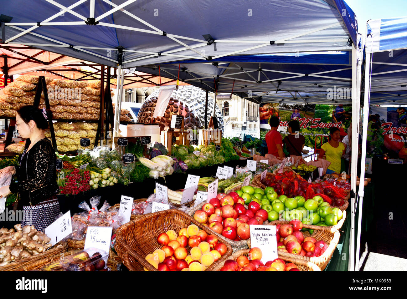 FRUIT AND VEGETABLES ON SALE AT A MARKET Stock Photo - Alamy