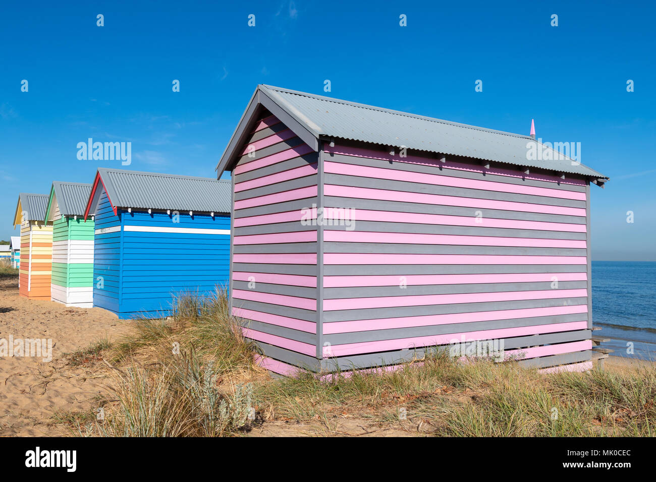 St kilda beach huts hi-res stock photography and images - Alamy