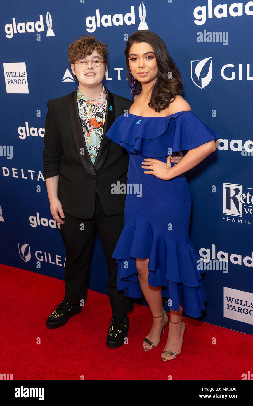 Ellie Desautels, Auliâ€™i Cravalho attend the 29th Annual GLAAD Media ...