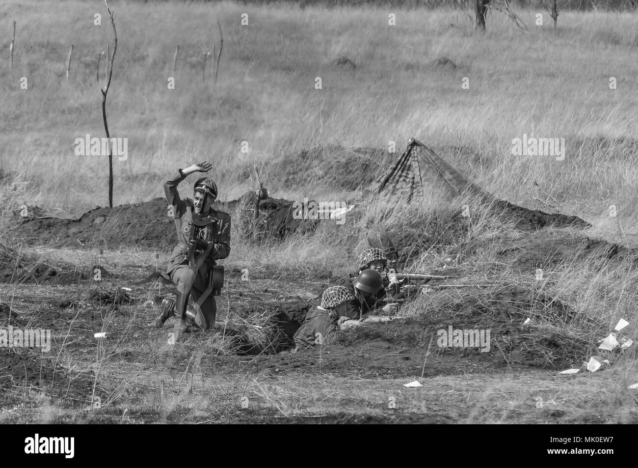 The German troops are preparing for the battle. Reconstruction of ...