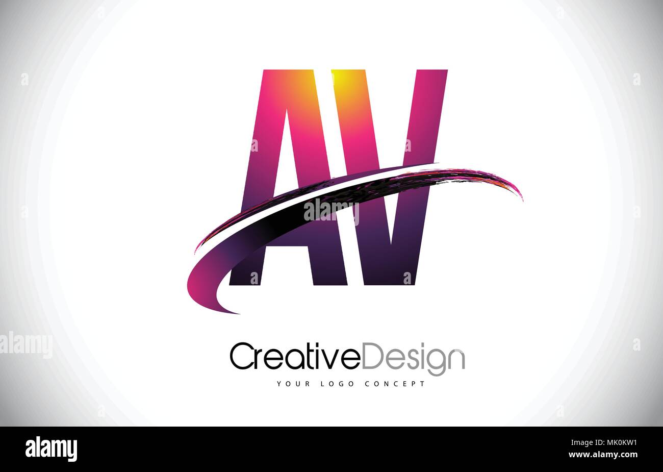 AV A V Purple Letter Logo with Swoosh Design. Creative Magenta Modern ...