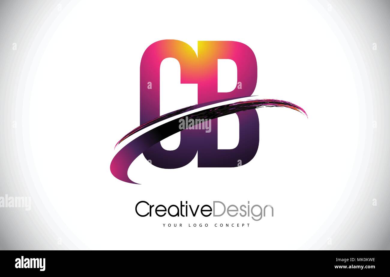 CB C B Purple Letter Logo with Swoosh Design. Creative Magenta Modern ...