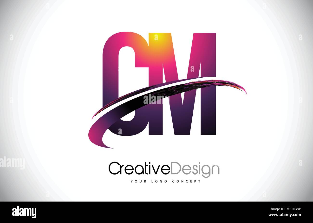CM C M Purple Letter Logo with Swoosh Design. Creative Magenta Modern ...