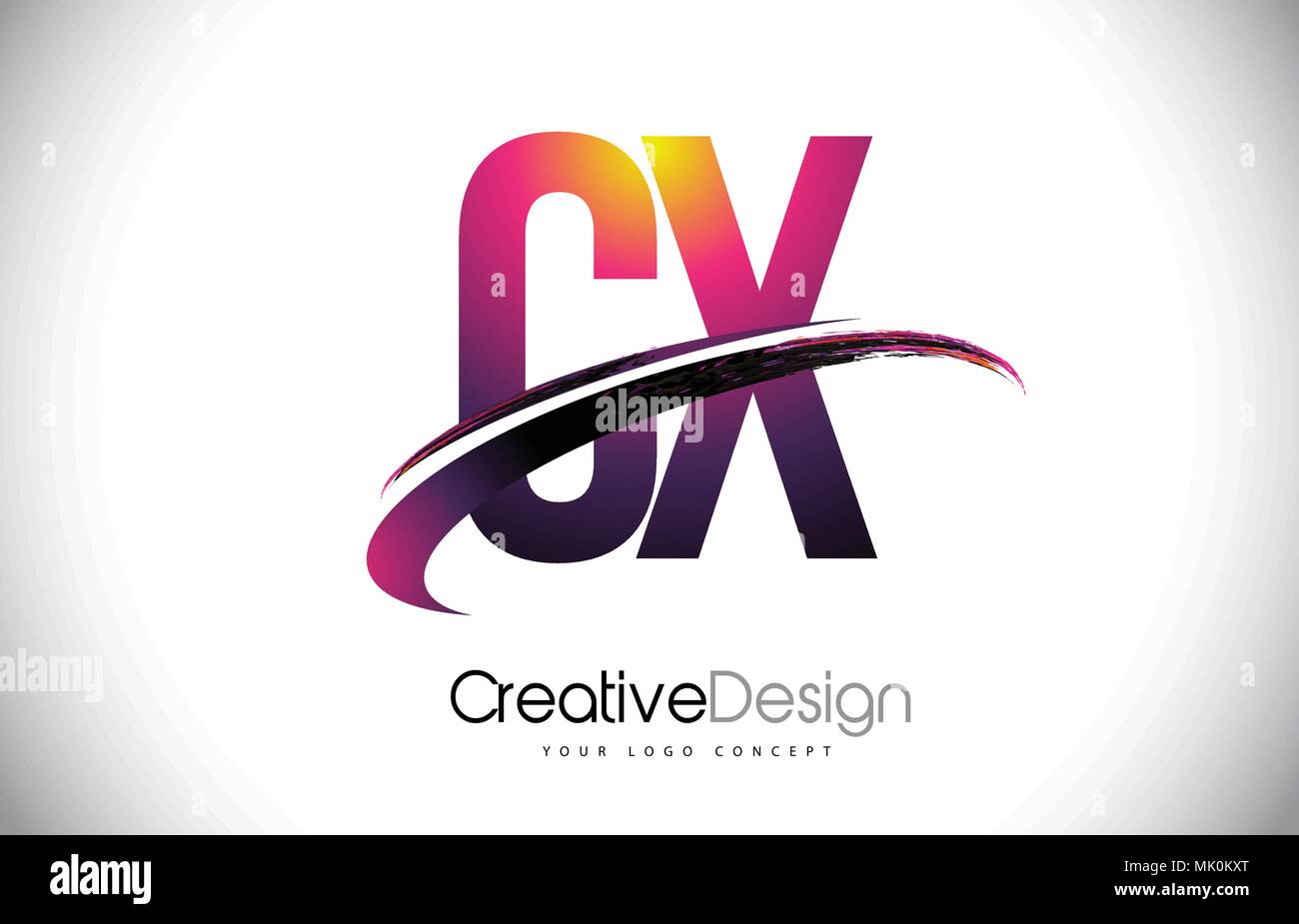 CX C X Purple Letter Logo with Swoosh Design. Creative Magenta Modern ...