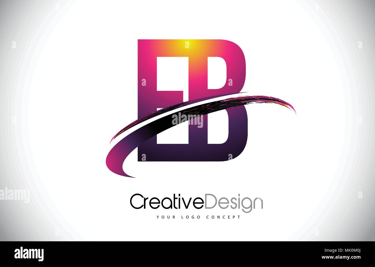 EB E B Purple Letter Logo with Swoosh Design. Creative Magenta Modern ...