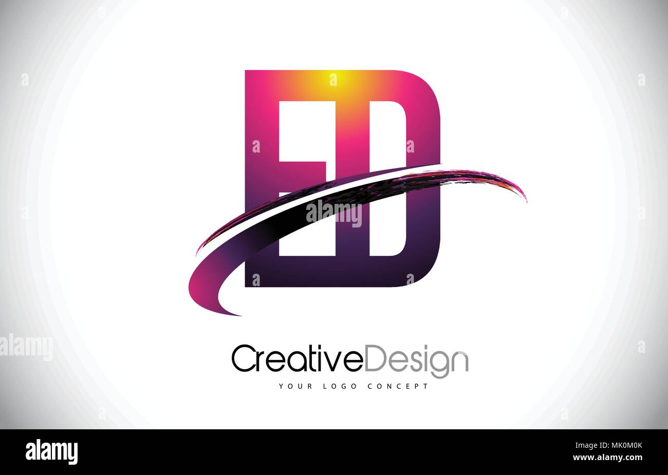 ED E D Purple Letter Logo with Swoosh Design. Creative Magenta Modern ...