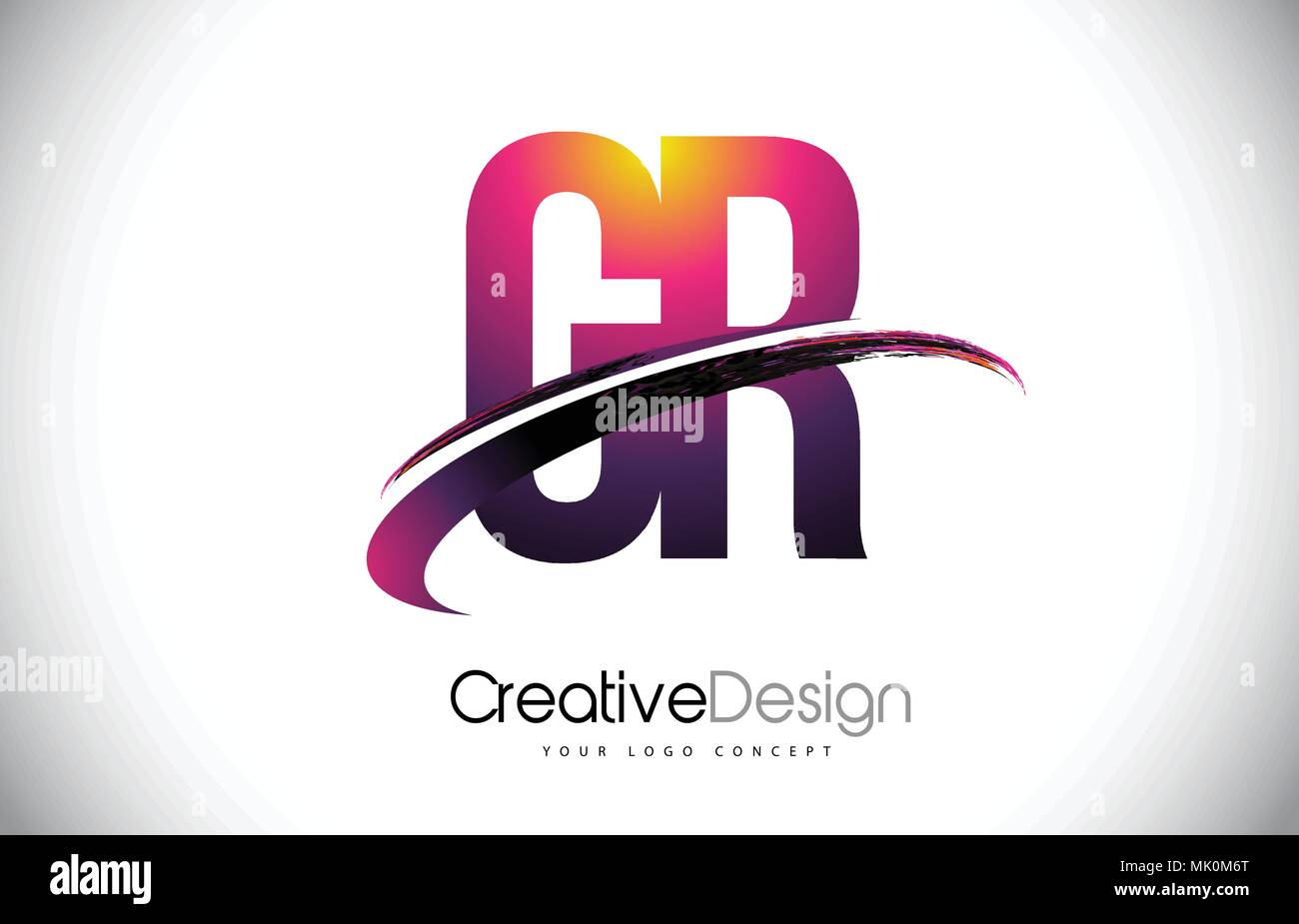 GR G R Purple Letter Logo with Swoosh Design. Creative Magenta Modern ...