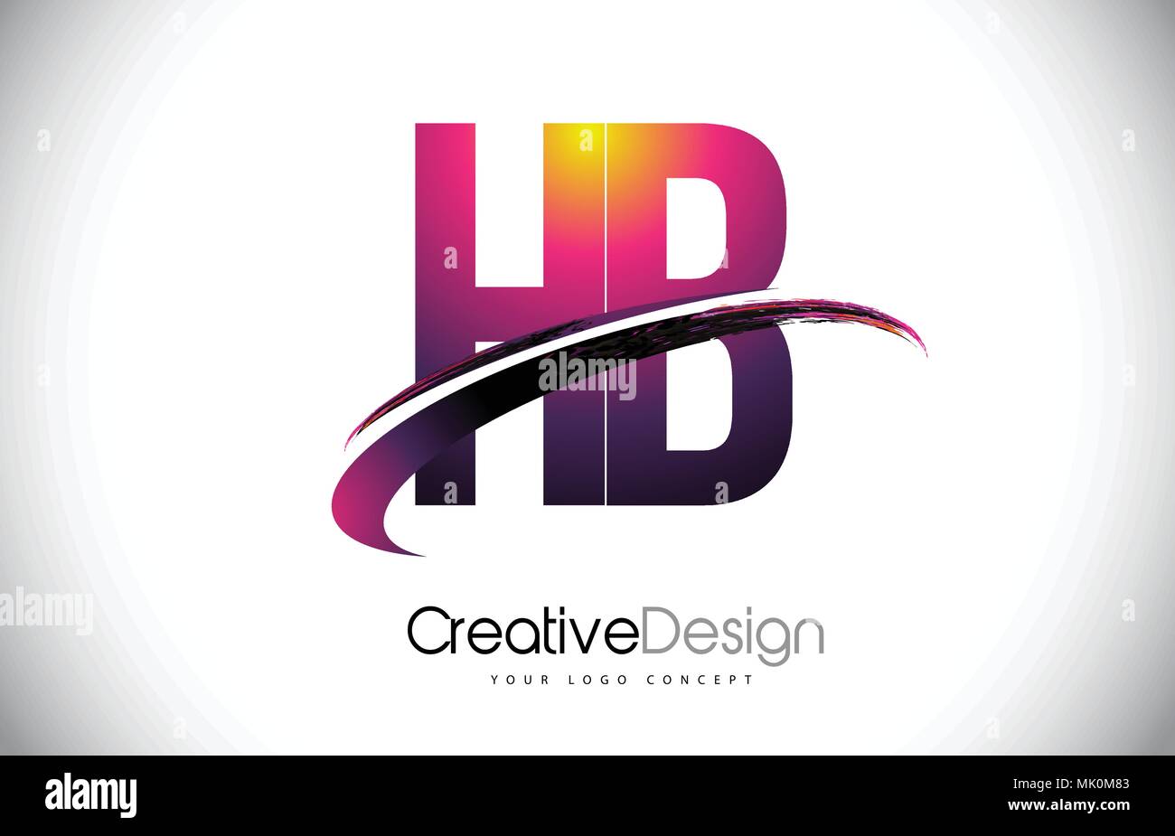 HB H B Purple Letter Logo with Swoosh Design. Creative Magenta Modern ...