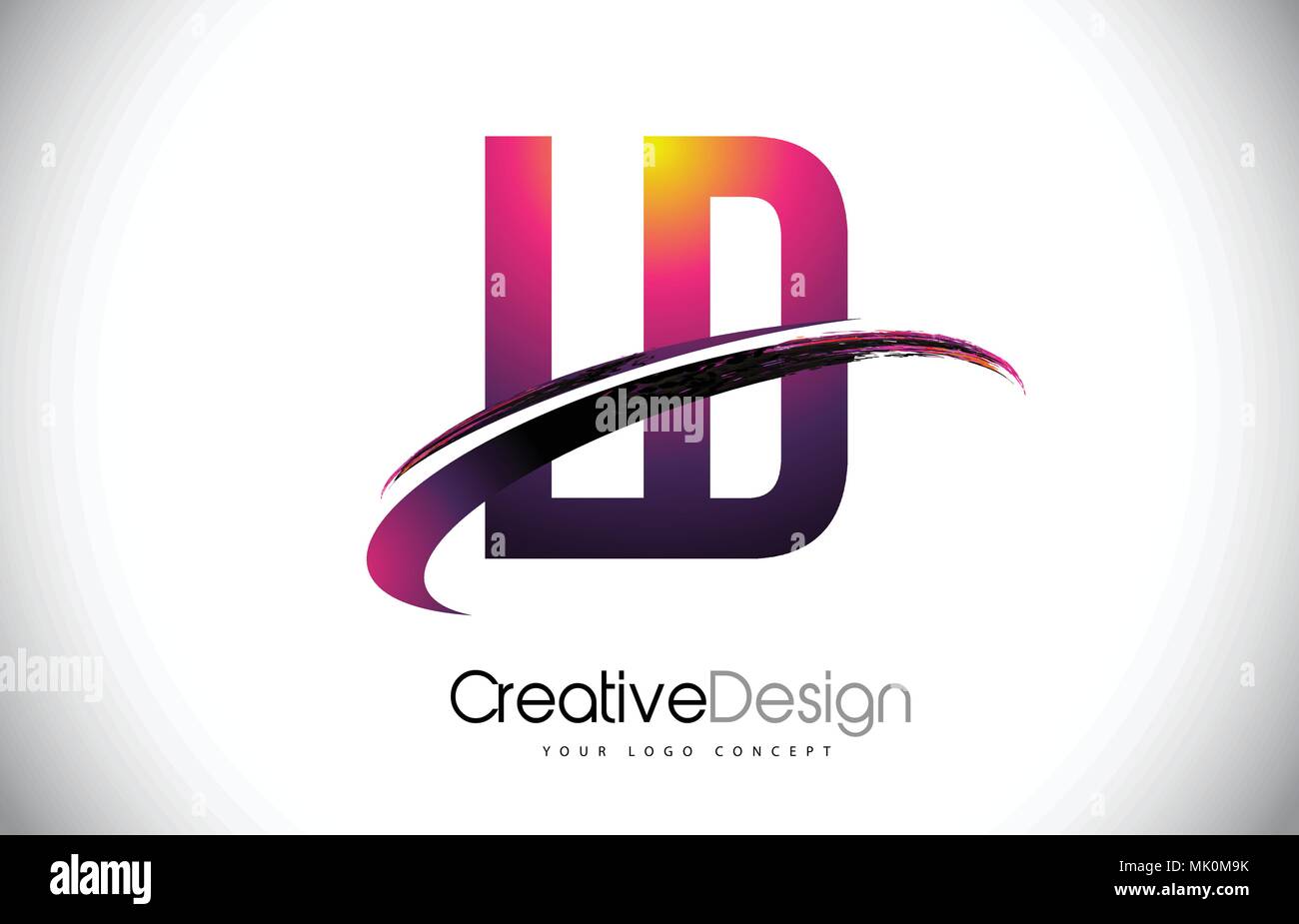 LD L D Purple Letter Logo with Swoosh Design. Creative Magenta Modern ...
