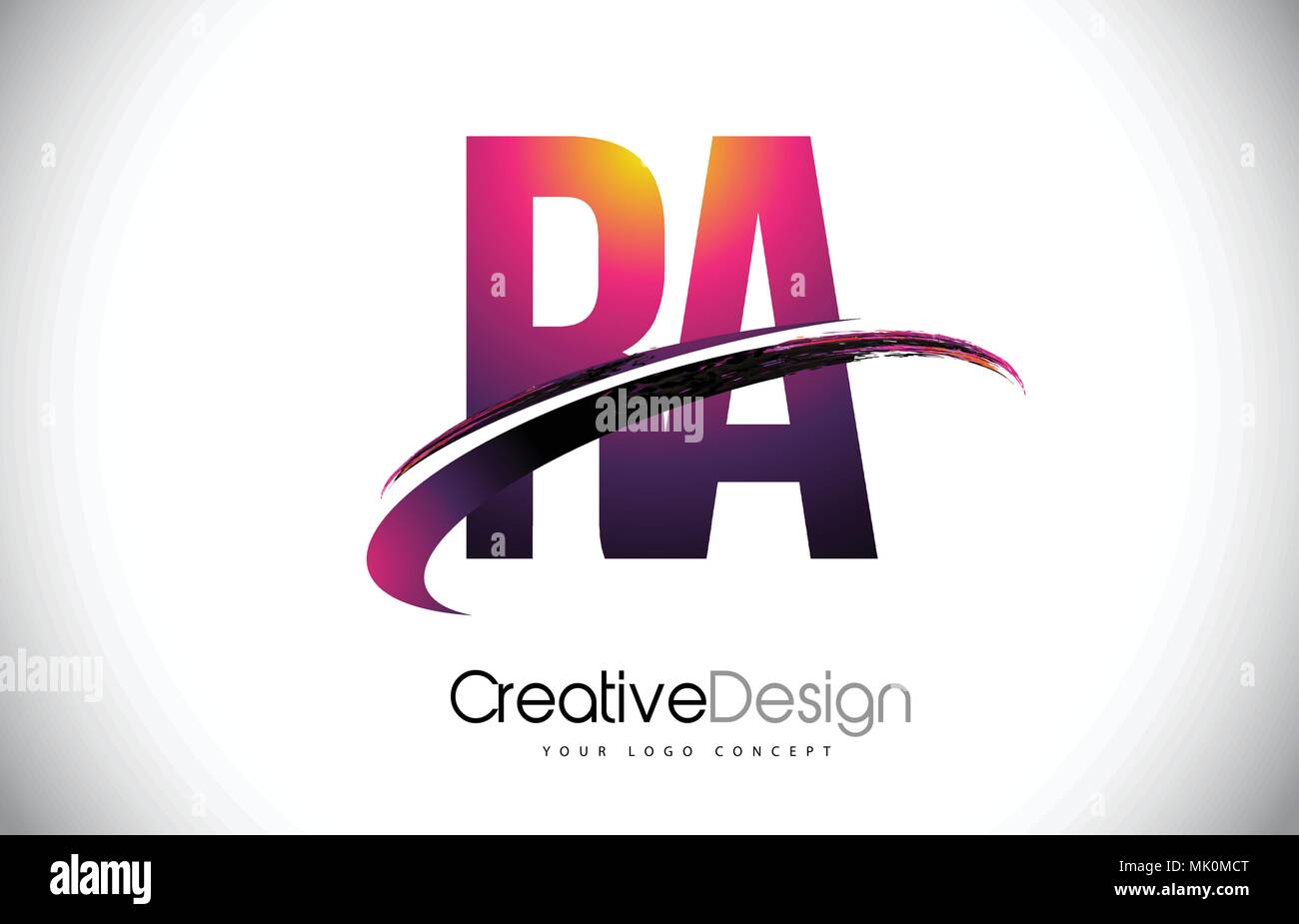 RA R A Purple Letter Logo with Swoosh Design. Creative Magenta Modern ...