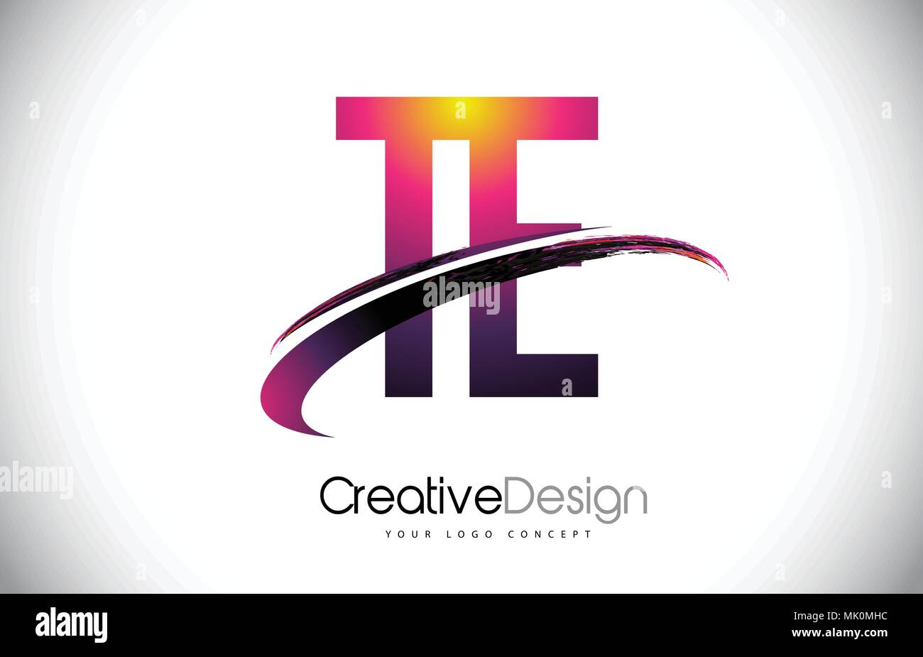 TE T E Purple Letter Logo with Swoosh Design. Creative Magenta Modern ...