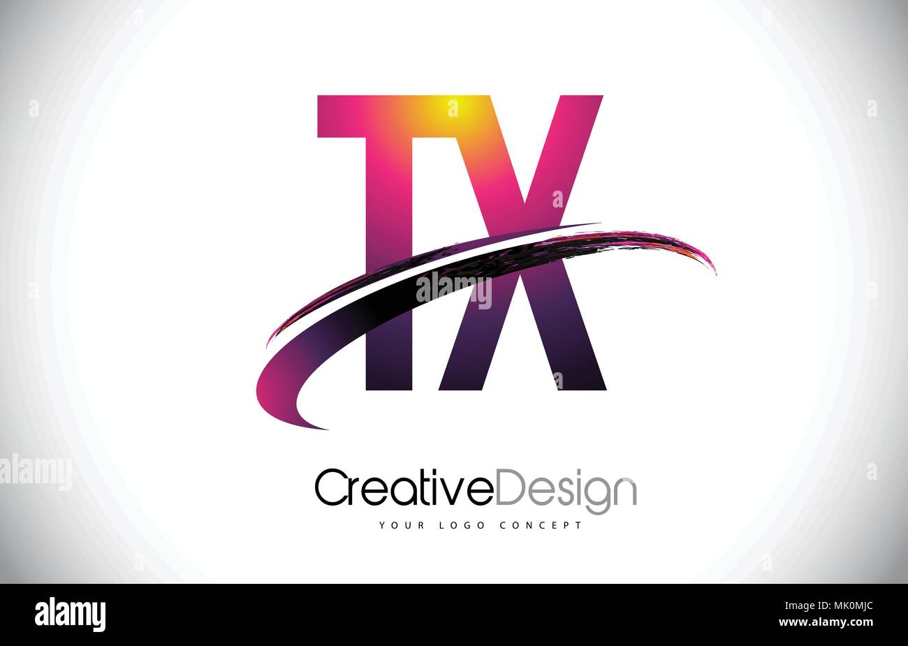 TX T X Purple Letter Logo with Swoosh Design. Creative Magenta Modern ...