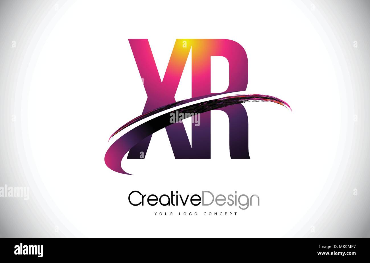 XR X R Purple Letter Logo with Swoosh Design. Creative Magenta Modern ...