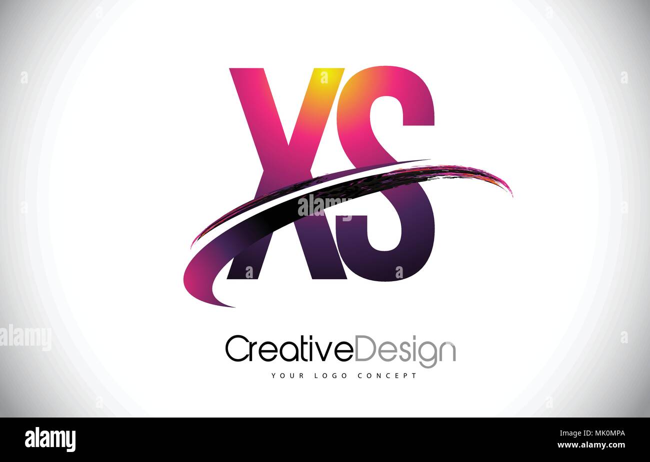 XS X S Purple Letter Logo with Swoosh Design. Creative Magenta Modern ...