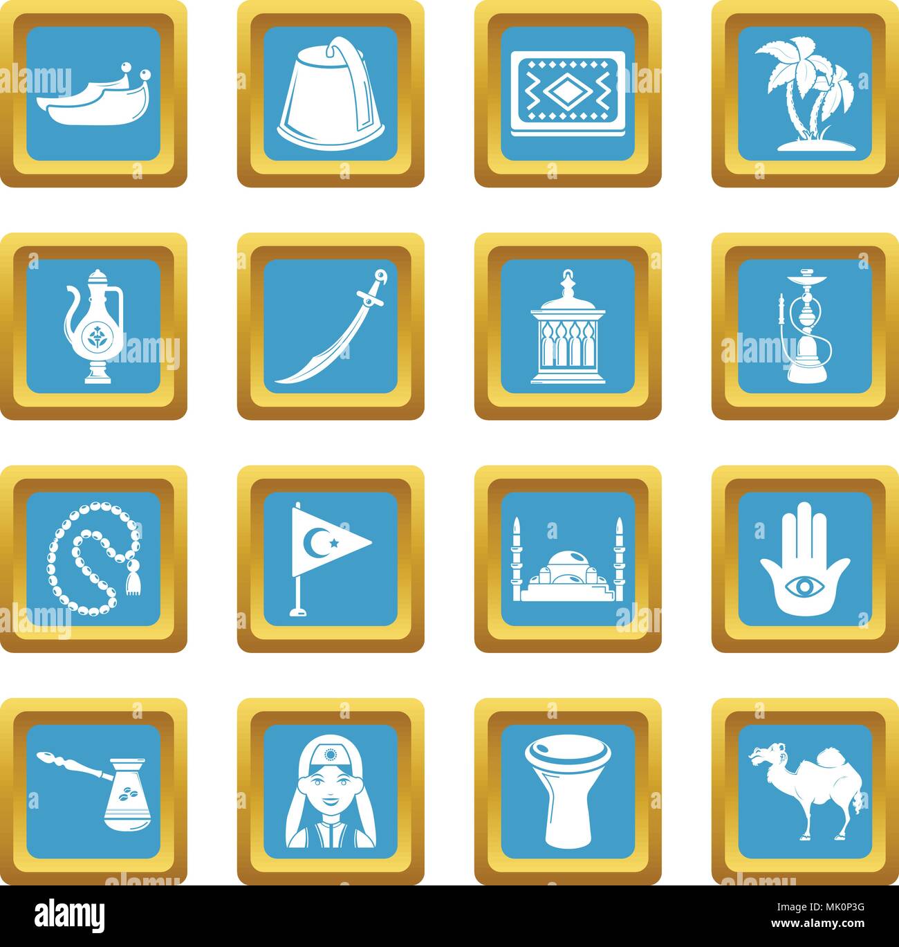 Turkey travel icons set sapphirine square vector Stock Vector Image ...